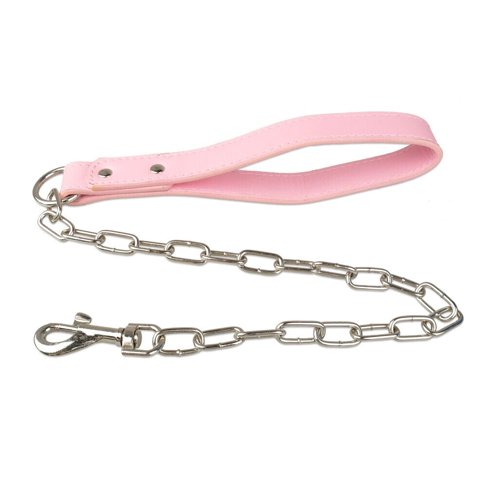 Pet Artist Thick Stainless Steel Dog Chain Leash with Leather Handle ...