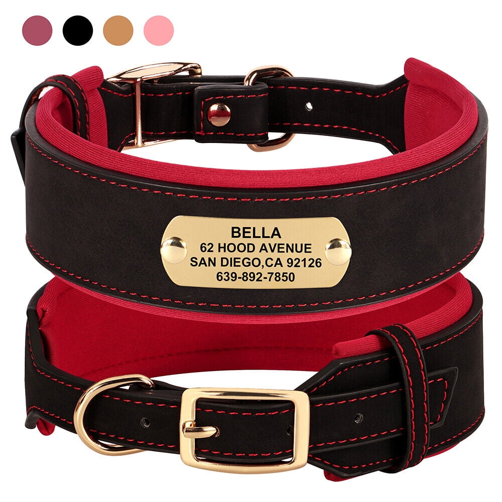 Pet Artist Wide Large Dog Collar PU Leather Dog Collar Personalized Pet ...