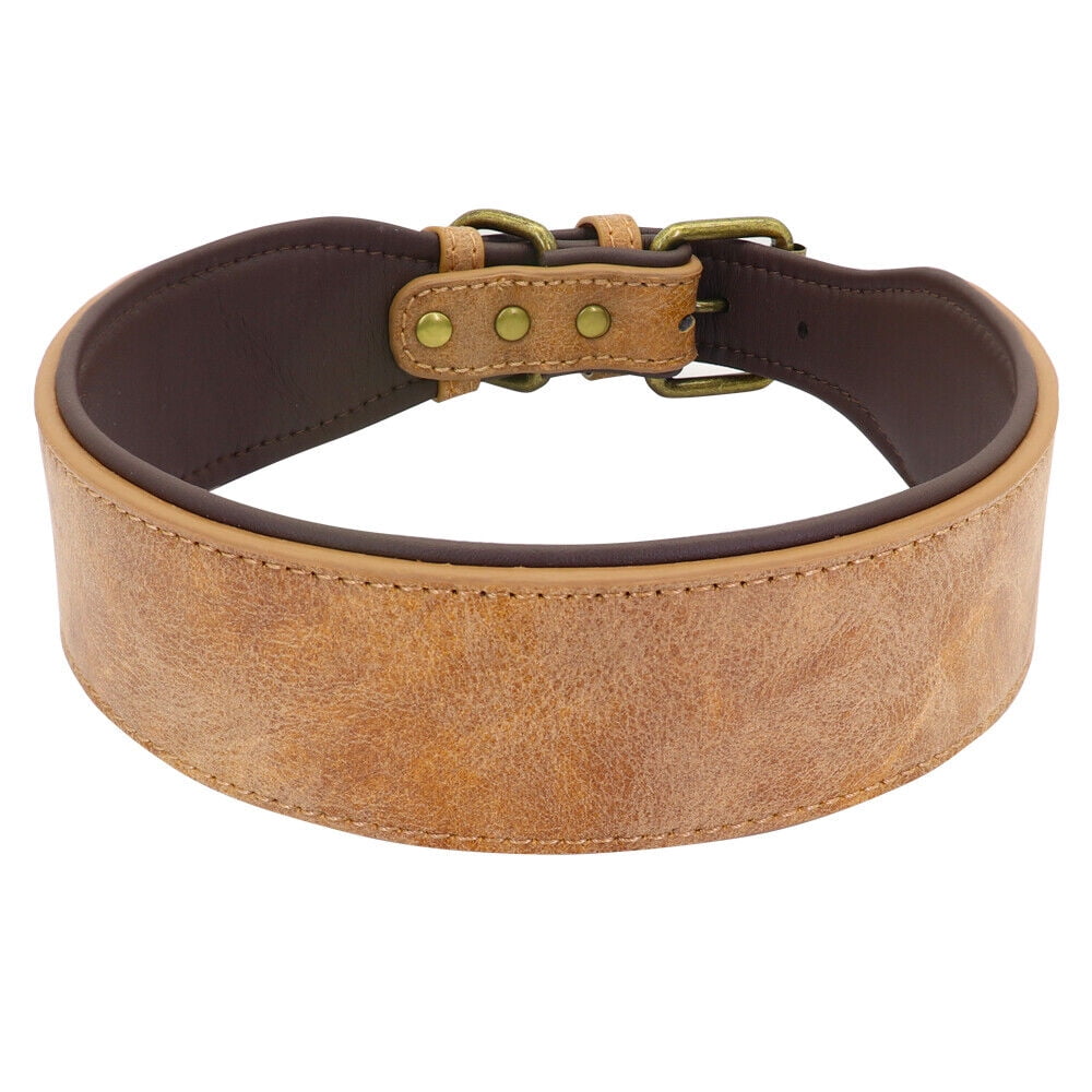Pet Artist Wide Leather Large Dog Collar Soft Padded Heavy Duty for ...