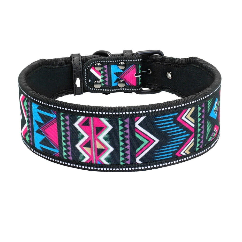 Pet Artist Wide Reflective Dog Collars Neoprene Padded Collar For ...