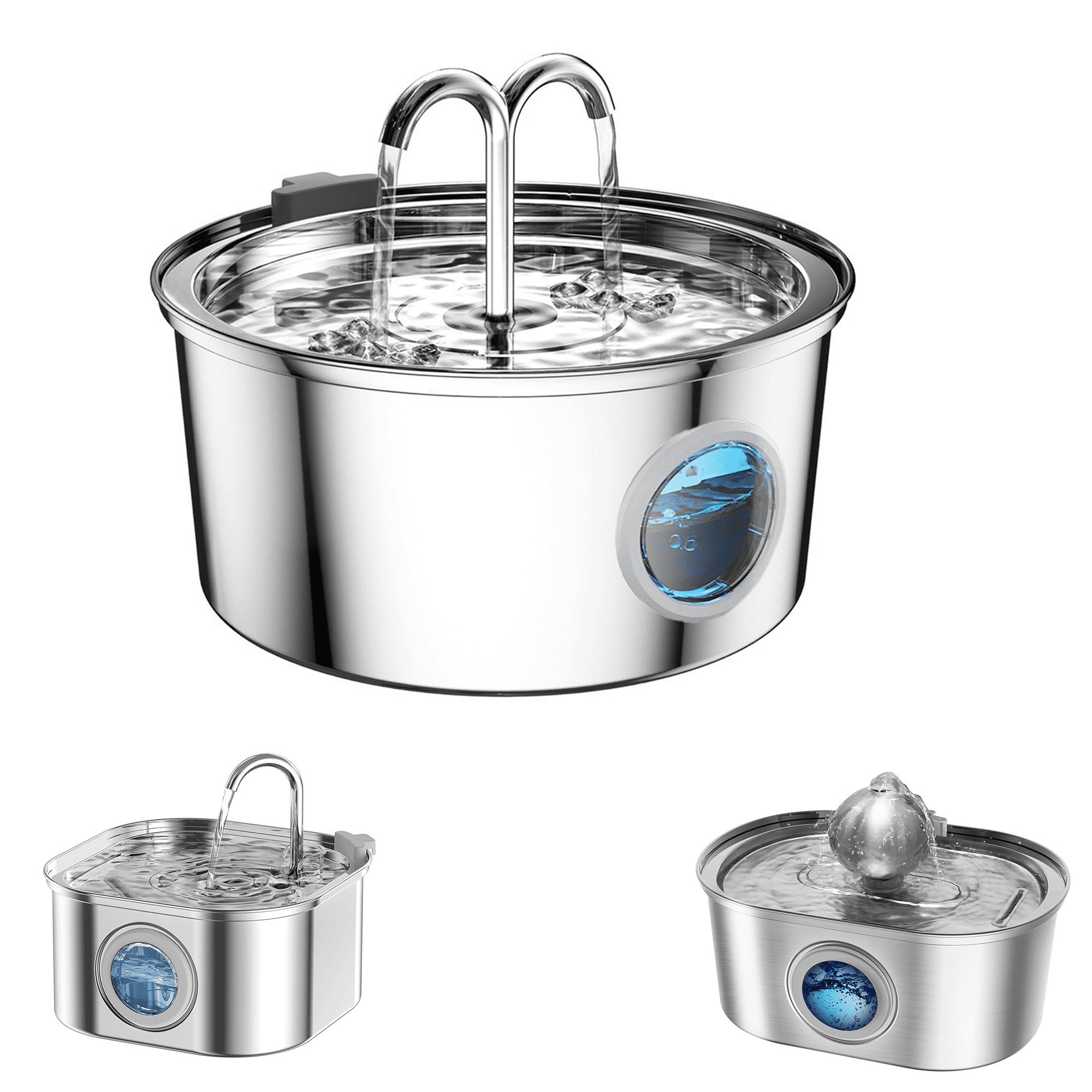 Pet Automatic Drinking Fountain 3.2L - 302 Stainless Steel, Water Level ...