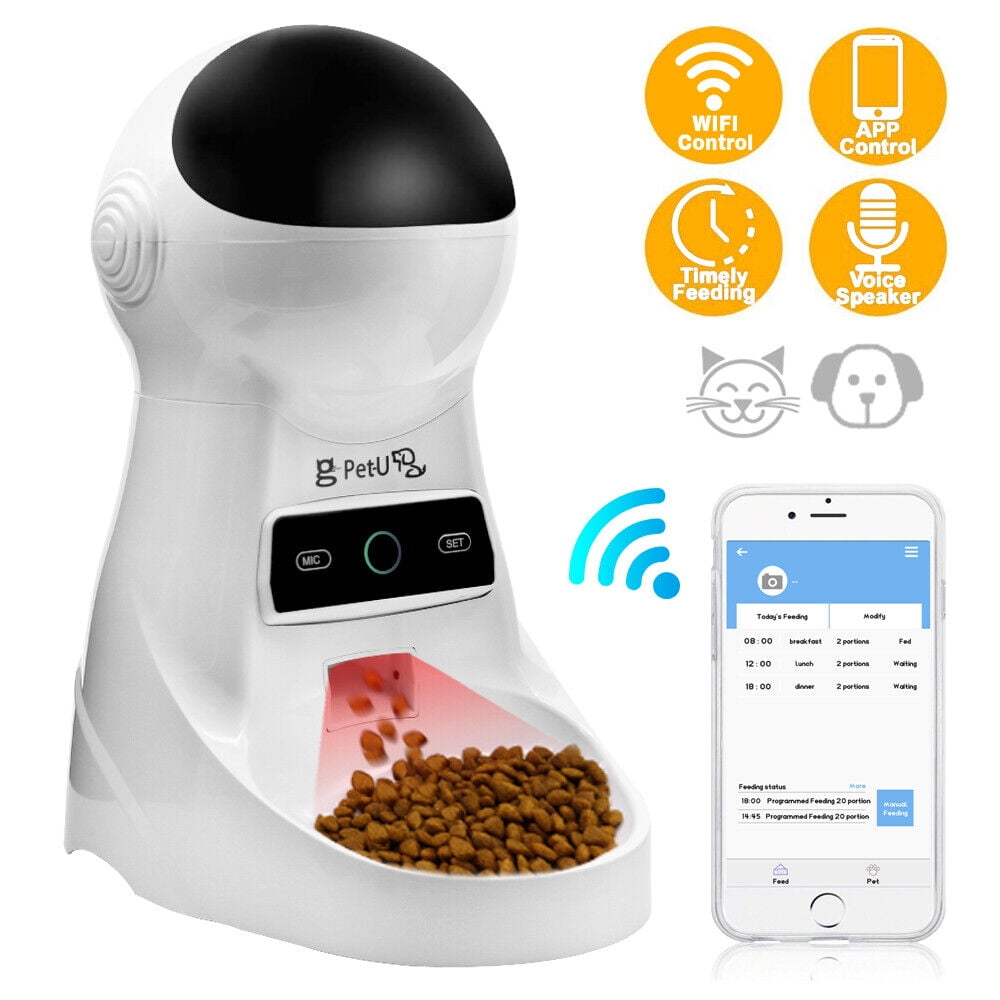 Pet Automatic Feeder Dog Cat Food Dispenser Timer Voice Smart App WiFi ...
