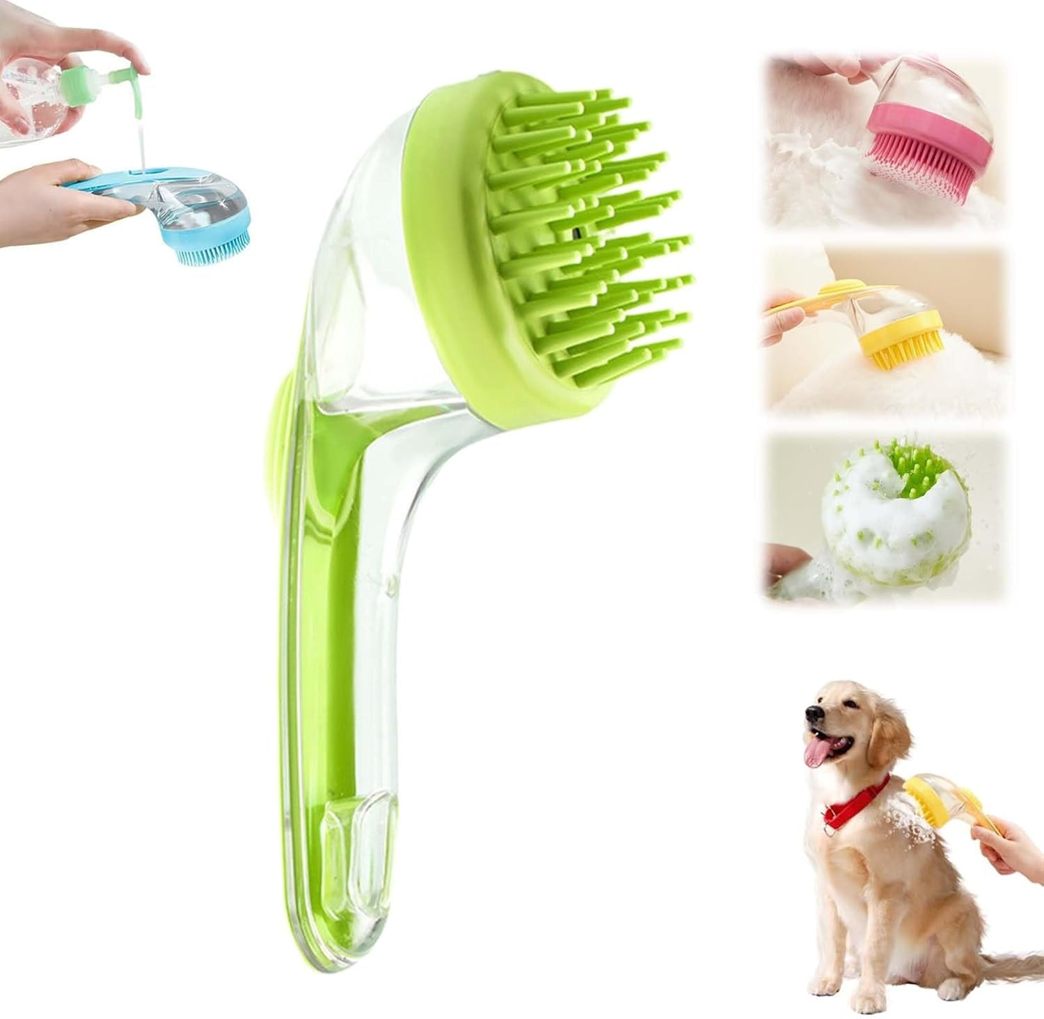 Pet Bath Brush, 2025 New 2 in 1 Dog Bath Brush with Built-in Shampoo ...