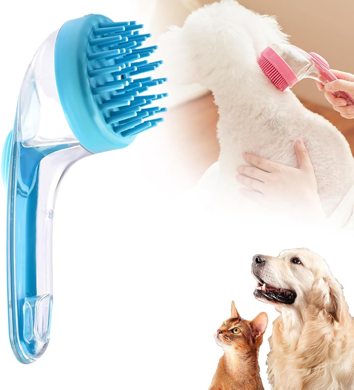 Pet Bath Brush, New 2 In 1 Dog Bath Brush With Built-in Shampoo ...