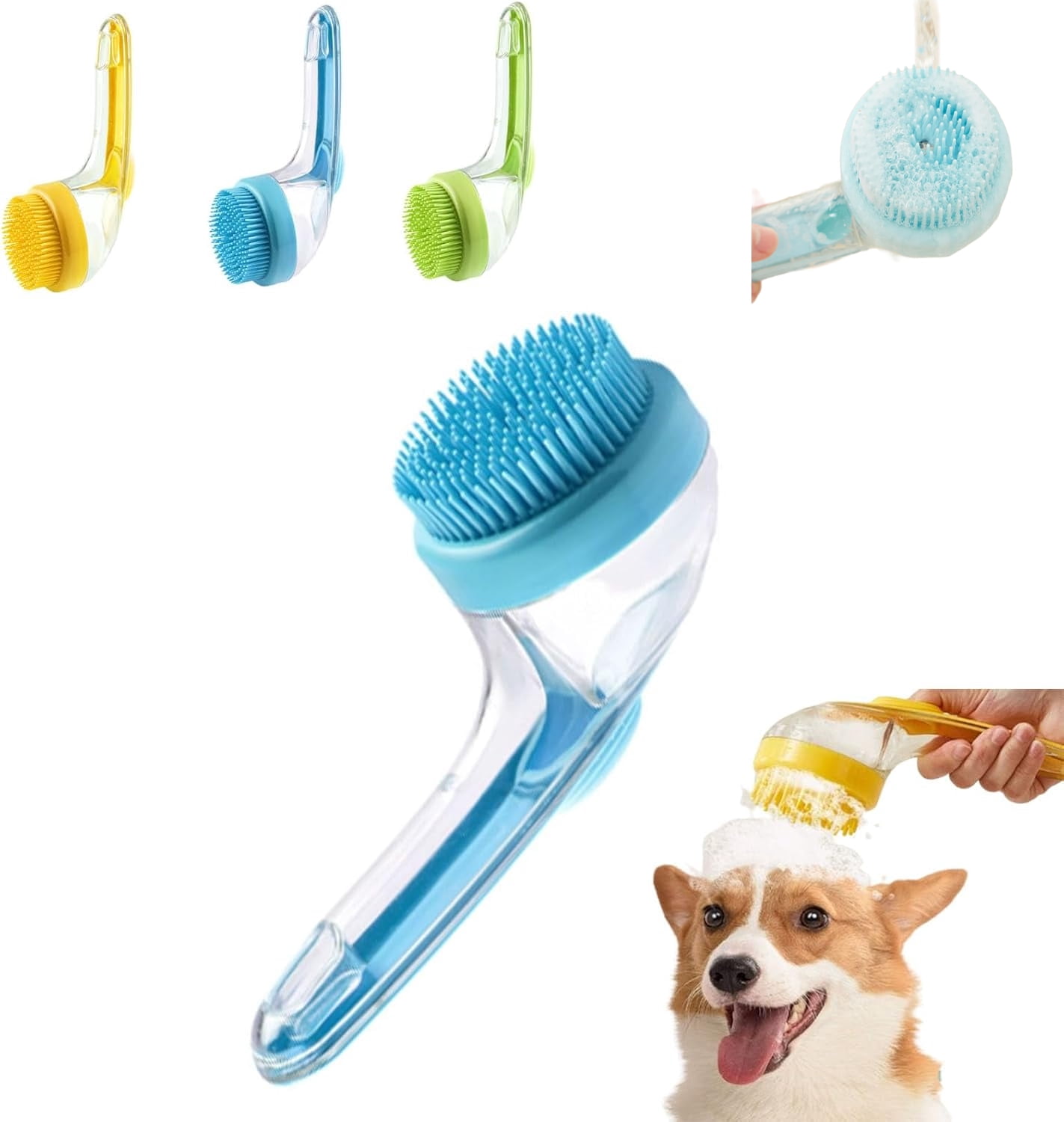 Pet Bath Brush, Pet Bath Brush with Soap Dispenser, Dog Paw Washer ...