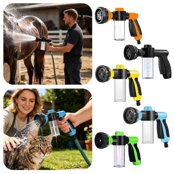 Pet Bath Sprayer with Soap Dispenser 8-Mode Grooming Hose Nozzle ...