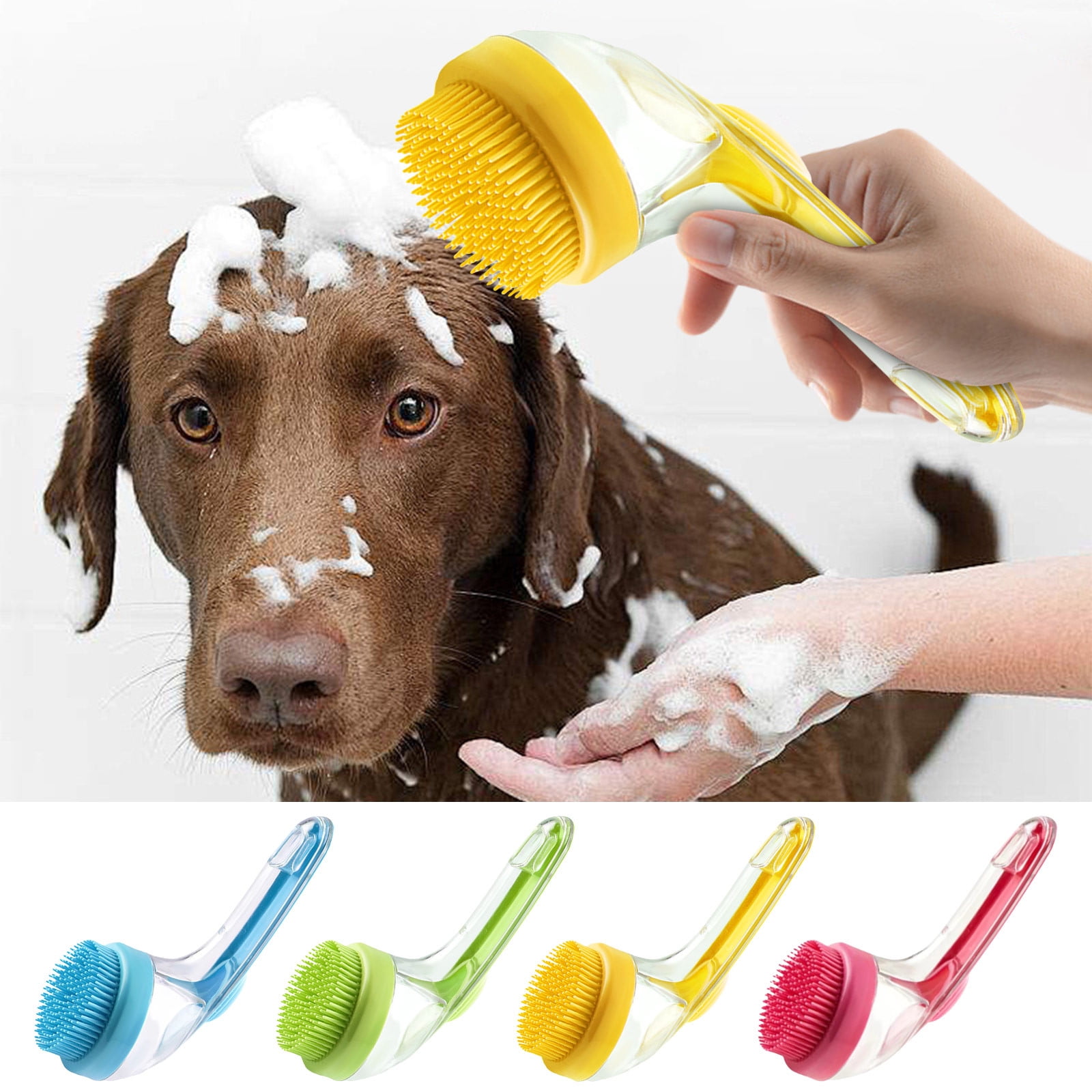 Pet Bathing Brush Press to Release Liquid Pet Bathing Cleaning Tool for ...