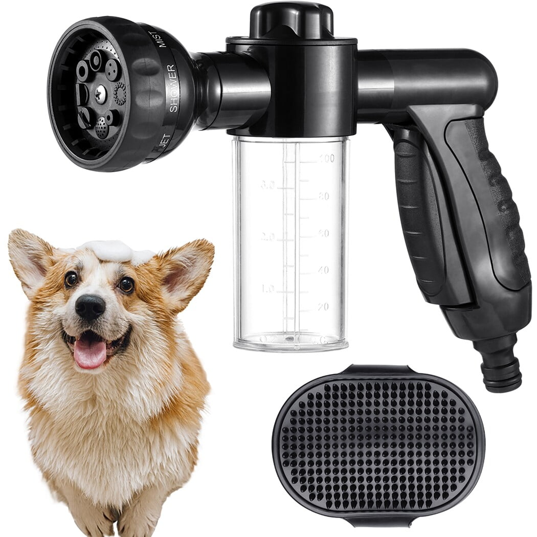 Pet Bathing Tool Set of 2 Pieces, Bathing Sprayer & Rubber Massage Comb ...