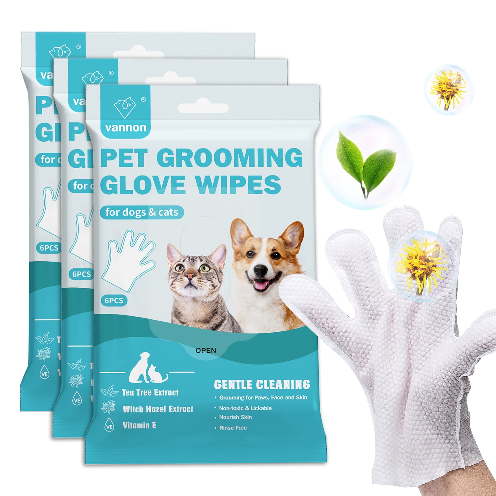 "Pet Bathing Wipes for Dogs & Cats, Cleaning & Deodorizing Grooming ...
