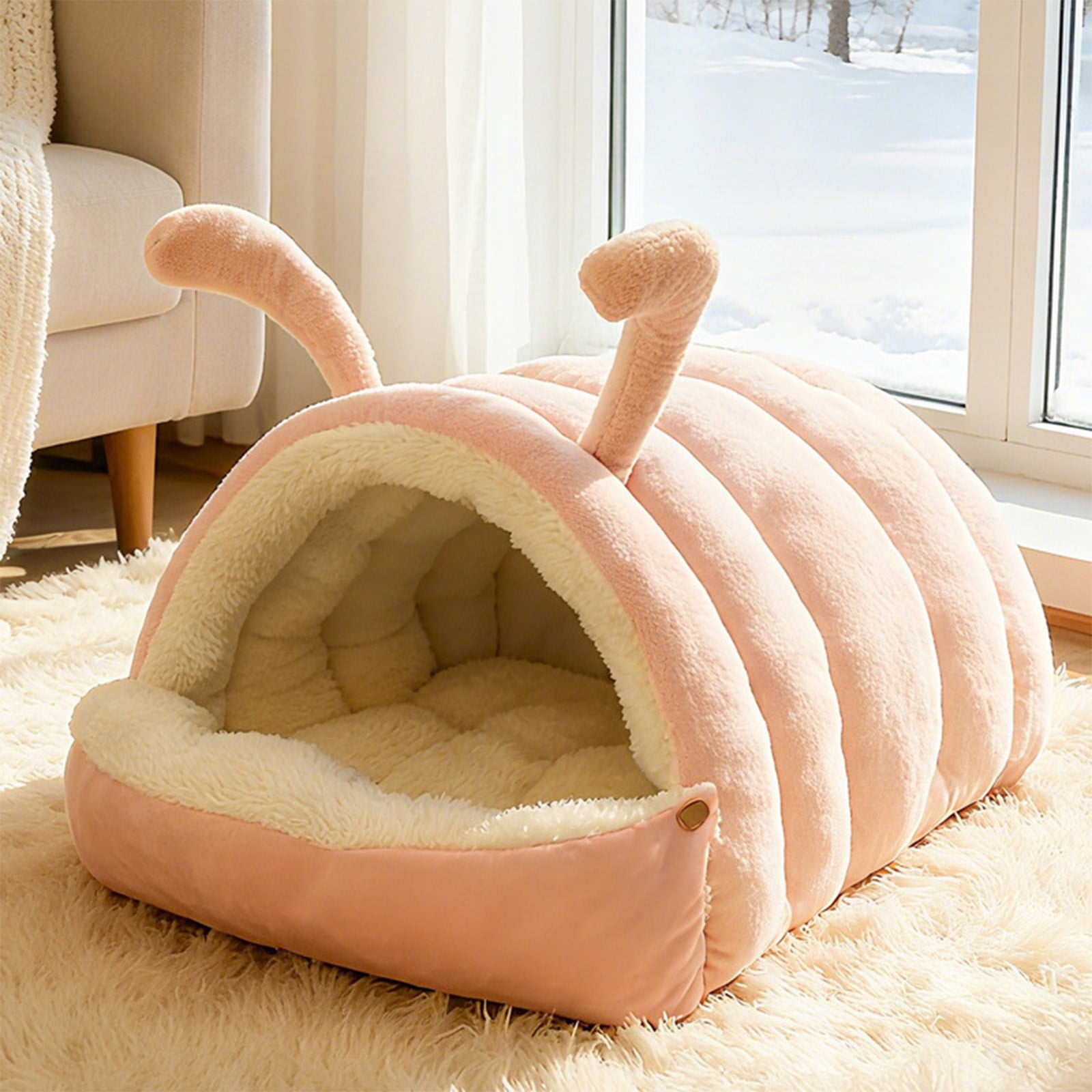 Pet Bed for Cats - Semi-enclosed Winter-warm Design, Removable Washable ...