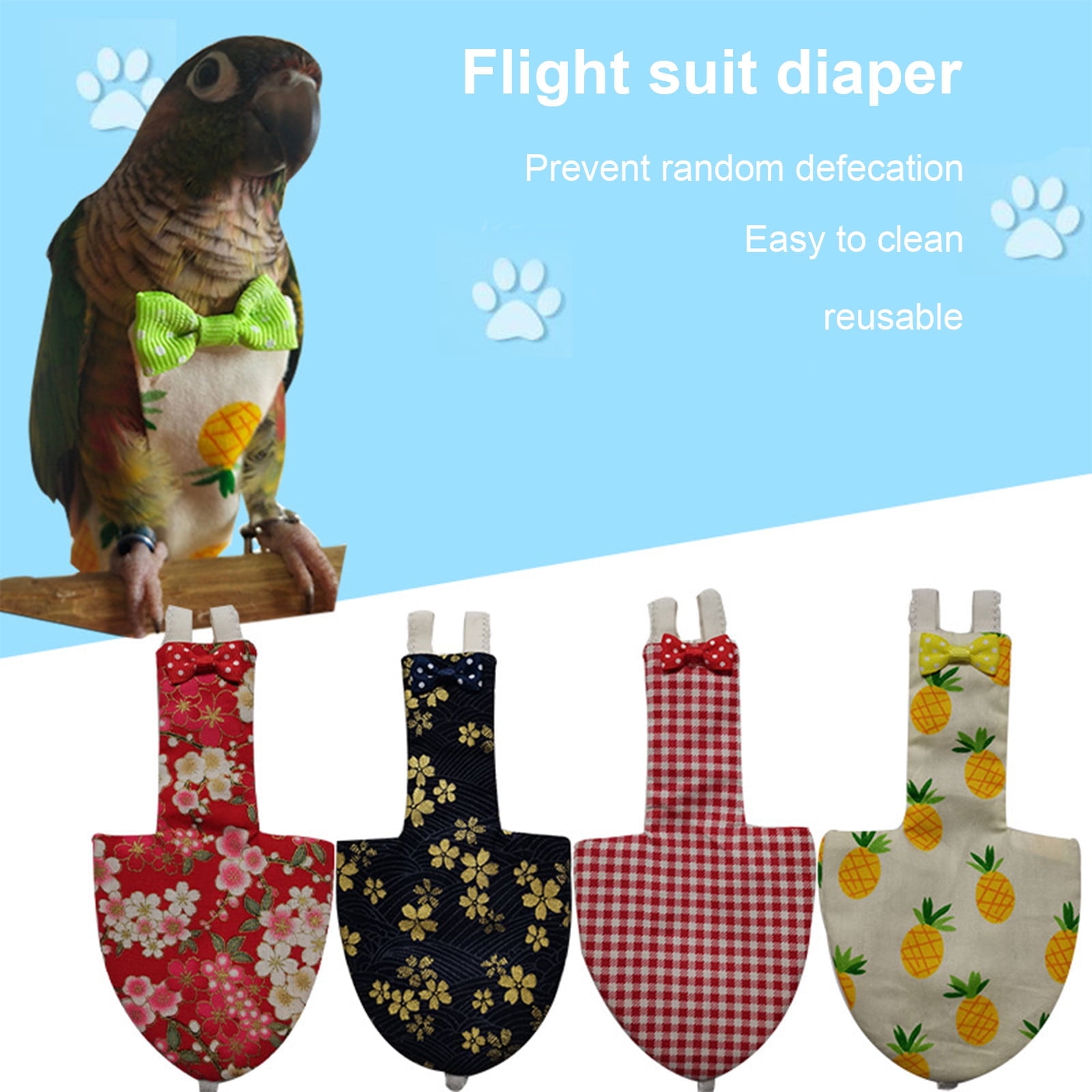 Pet Bird Clothes Flight Suit Diaper Pants Xs, Diaper Pockets, Soft ...