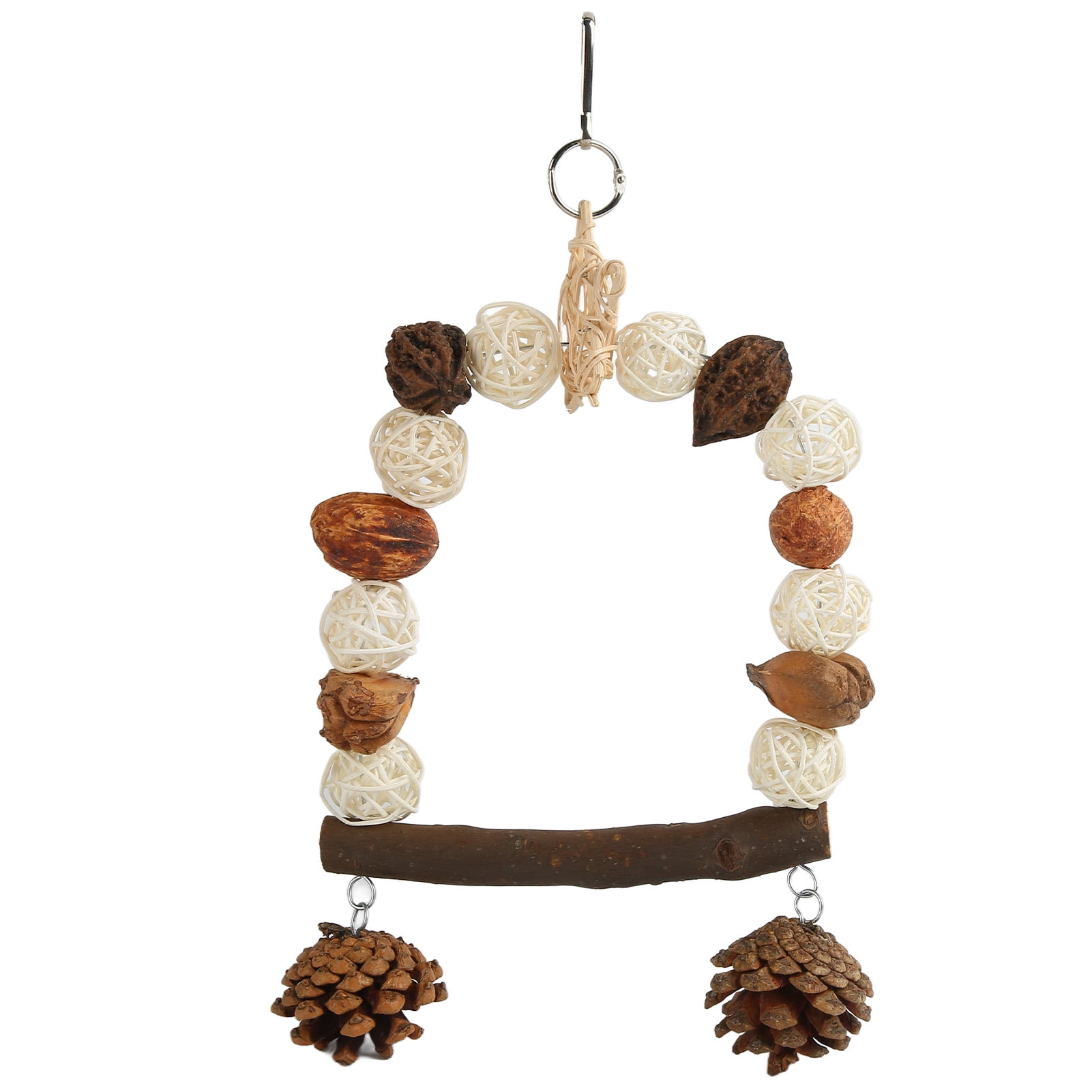 Pet Bird Swing Logs Nuts Rattan Balls Pine Cones Parrot Wooden Swing ...