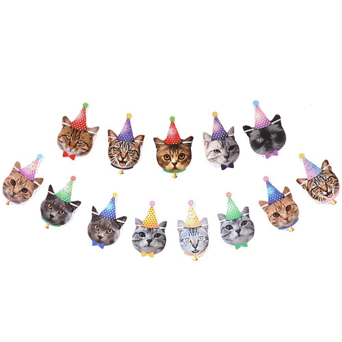 Pet Birthday Banner Cartoon Cute Cat Dog Paper Bunting Garland Party ...