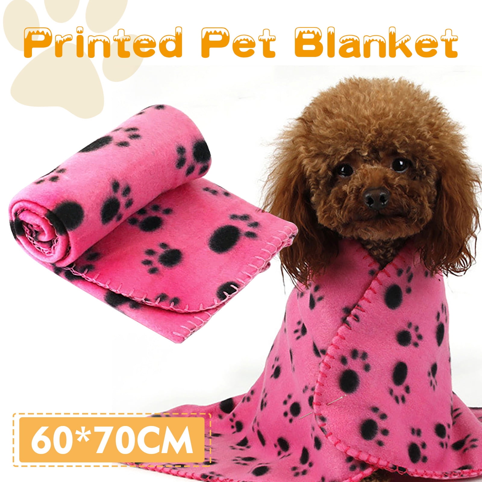 Pet Blanket Paw Print Warm Dog Cat Fleece Blankets,23.6*27.6" Soft ...
