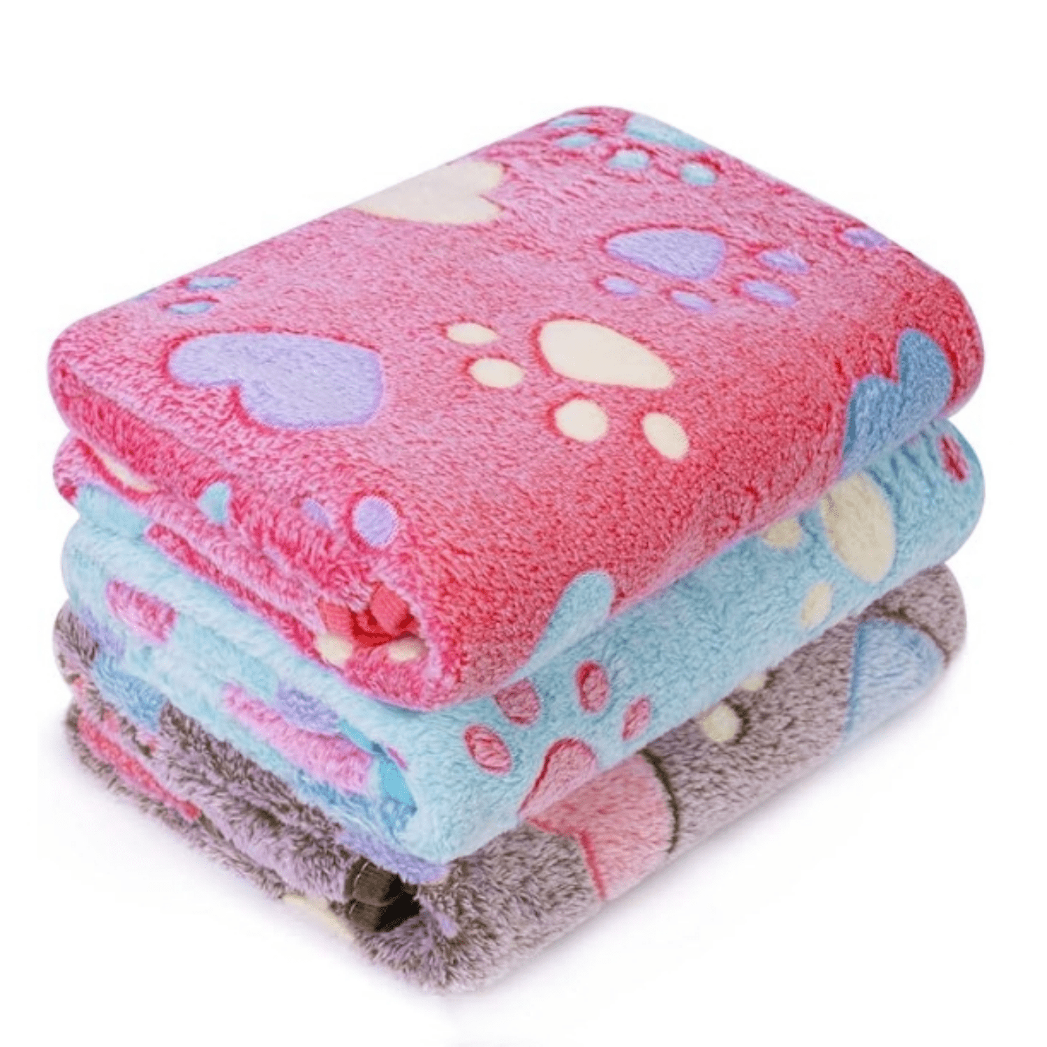 Pet Blankets for Dogs Cats - 3Pack Heart Pattern Super Soft Fluffy Dog ...
