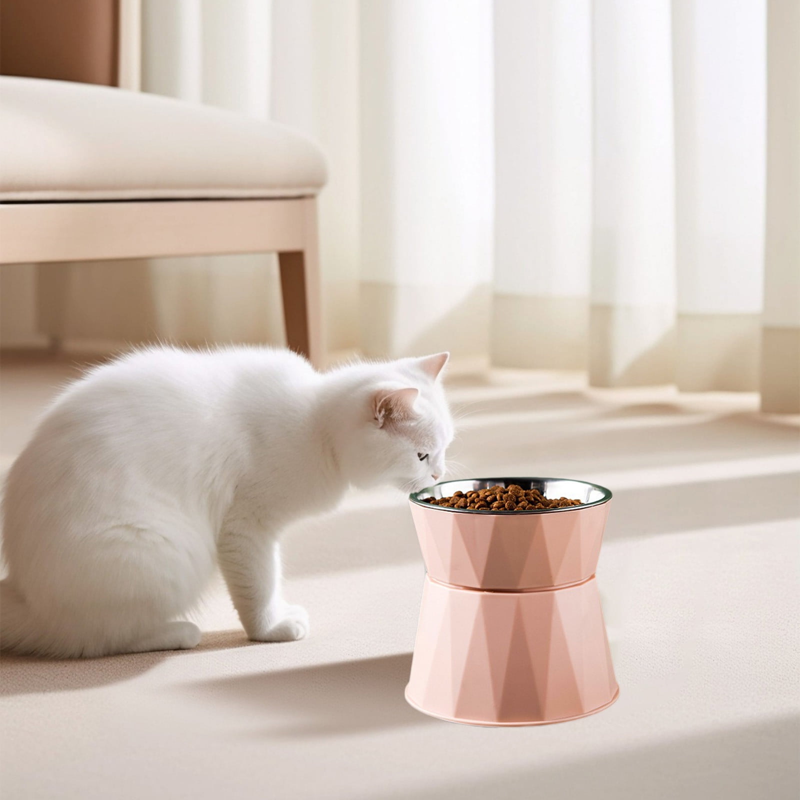 Pet Bowl High Foot Design Whisker Relief Ergonomic Space Saving Easy ...