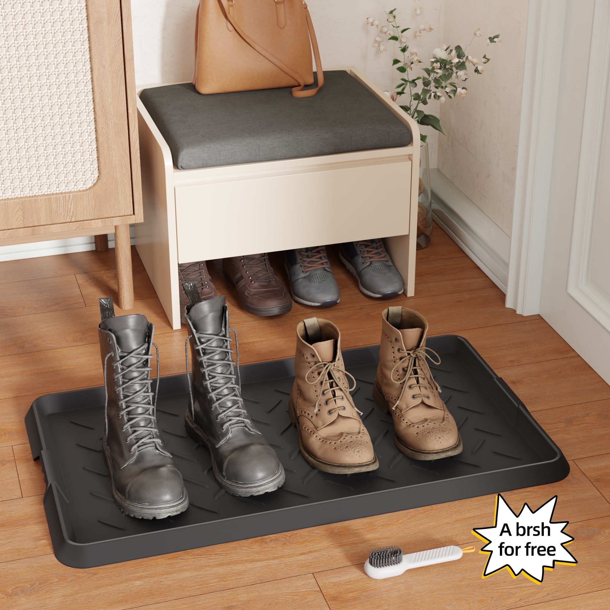 Rubber Boot Tray, Shoe Trays for Entryway, Versatile Boot Mat Tray with ...
