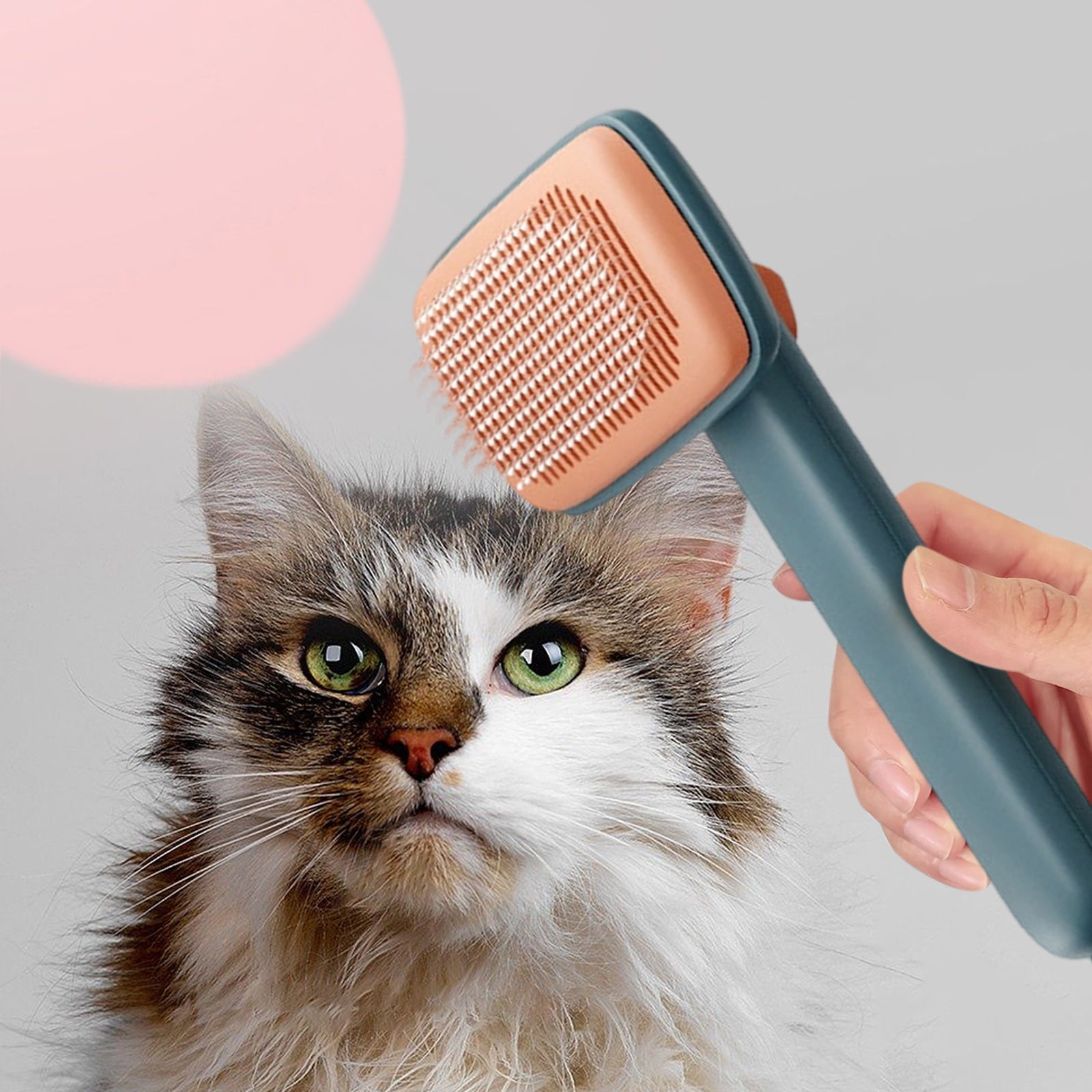 Pet Brush with Double Self Cleaning Action for Shiny Coats and Easy ...