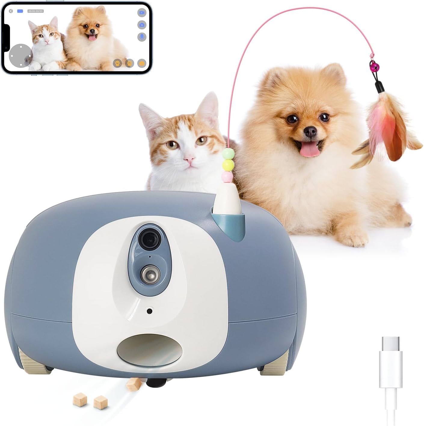 Pet Camera Treat Dispenser, Cat Dog Camera, Automatic Pet Feeder with ...
