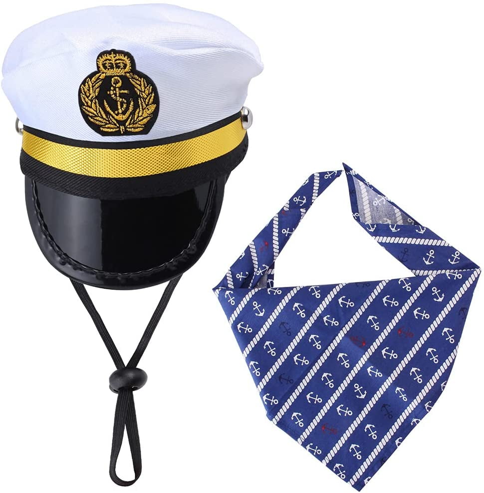 Pet Captain Sailors Costume Set Dog Cat Sea Captain Hat with Pet Anchor ...