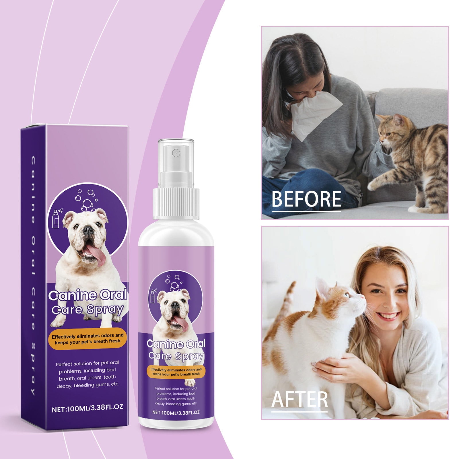 Pet Care Spray for Dogs Fresh Breath & Dental Hygiene Solution, 100ml ...