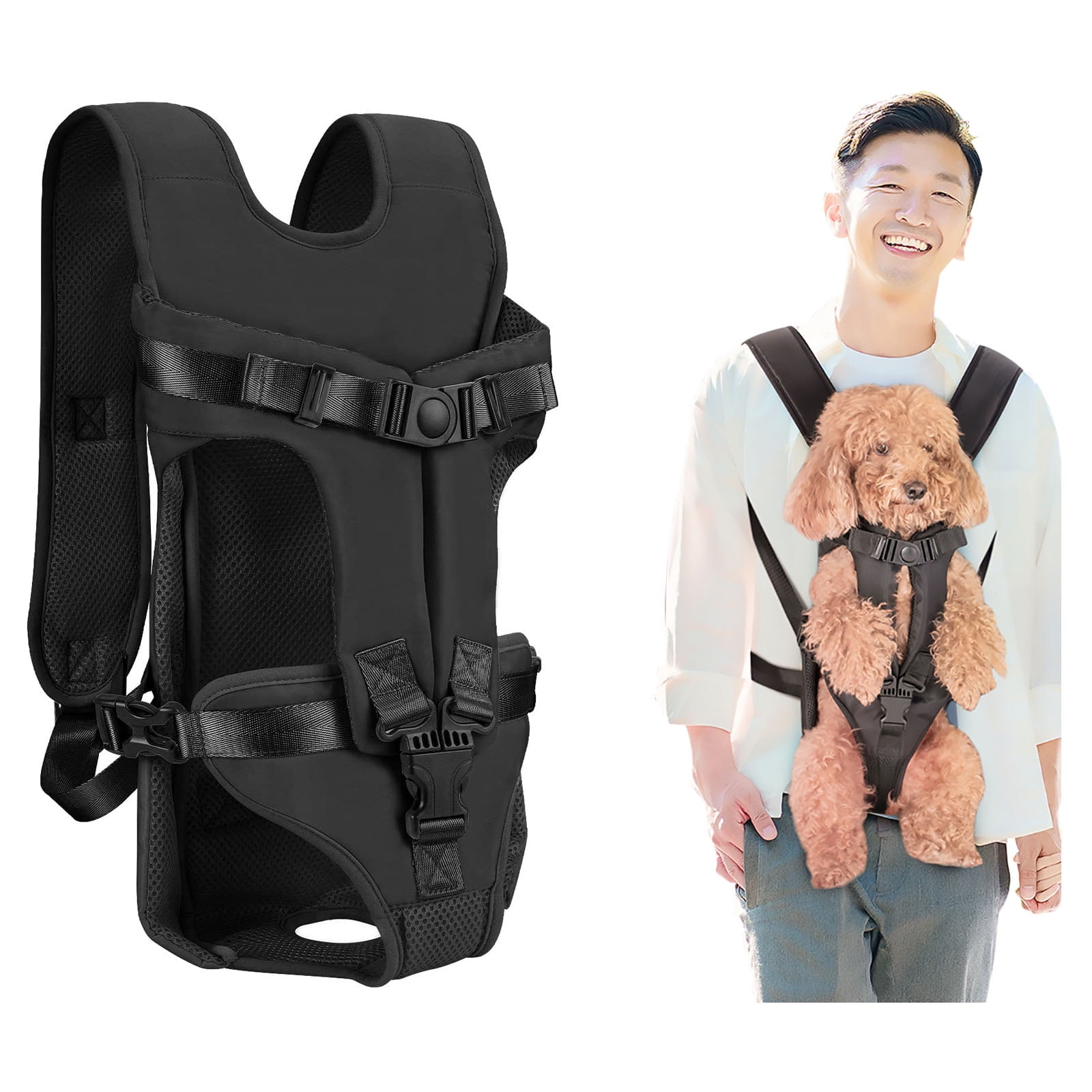 Pet Carrier Backpack, Quick-Fit Legs Out Adjustable Pet Dog Front ...