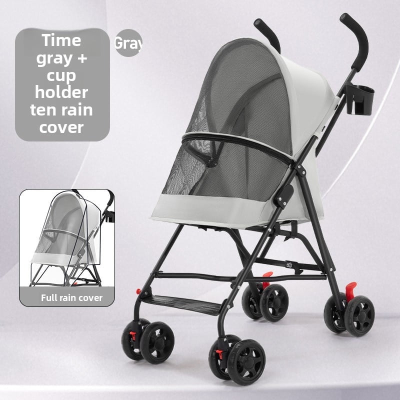 Pet Cart Lightweight Folding Outdoor Dog Walking Cat Detachable Trolley ...