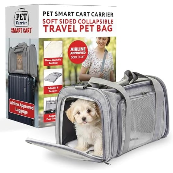 Pet Cart , Soft Sided Collapsible Carrier Airline Approved with Mesh ...