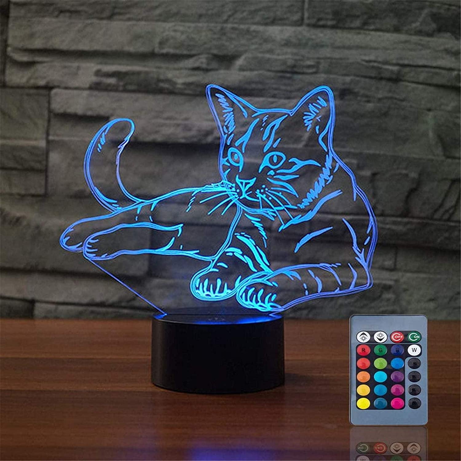 COOSNUG Pet Cat 3D LED Lamp, 16 Colors Changing, Remote Control, Touch ...