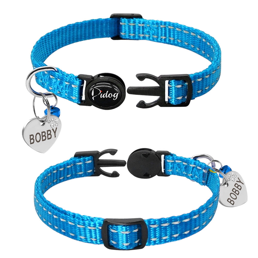 Pet Cat Collar Custom Personalised Safety Kitten with Name ID Tag ...