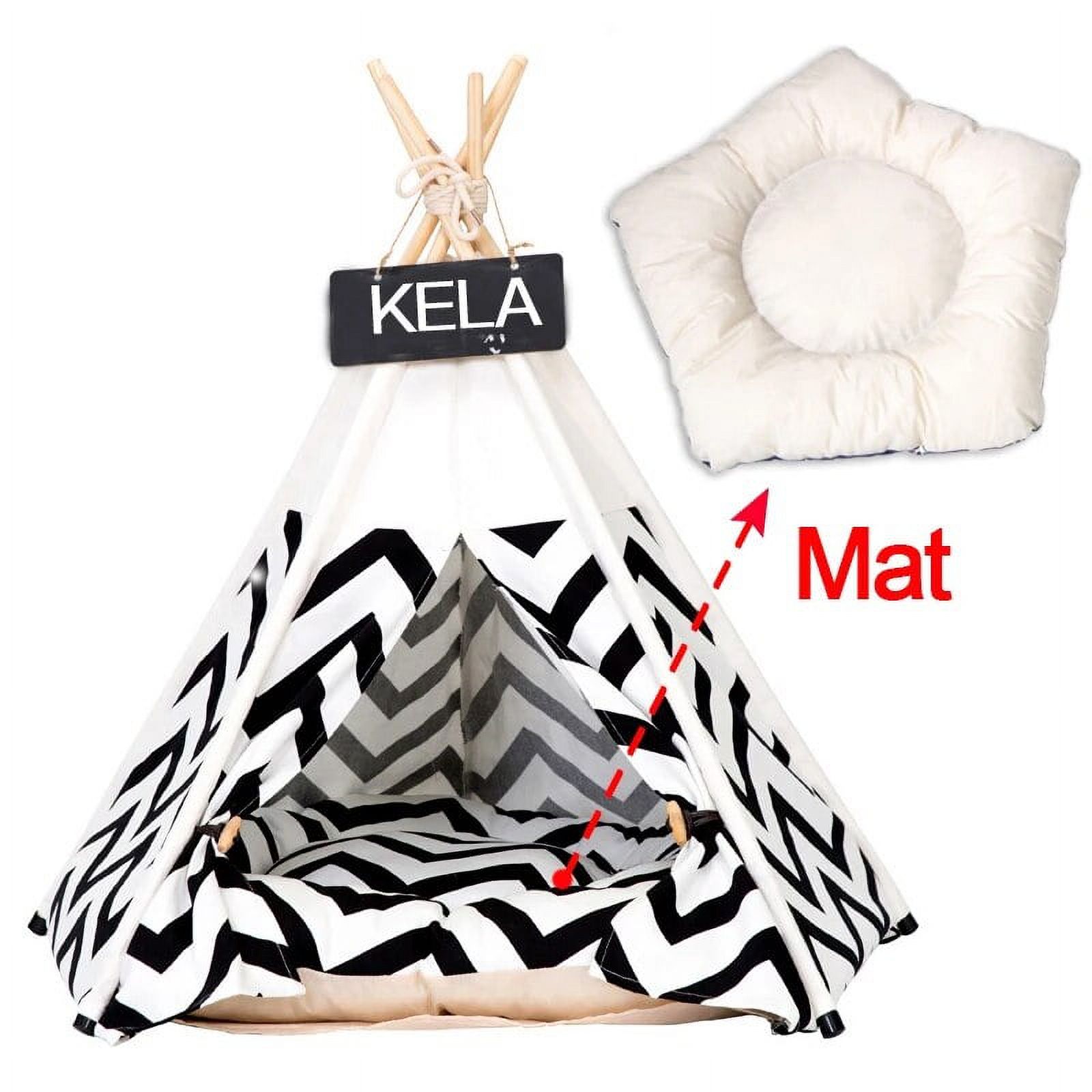 Pet Cat Dog Teepee with Cushion & Blackboard, Portable Dog Tents & Pet ...