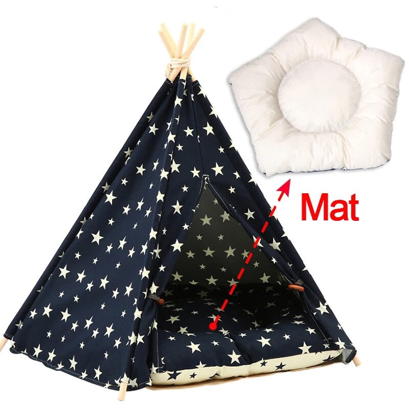 Pet Cat Dog Teepee with Cushion & Blackboard, Portable Dog Tents & Pet ...