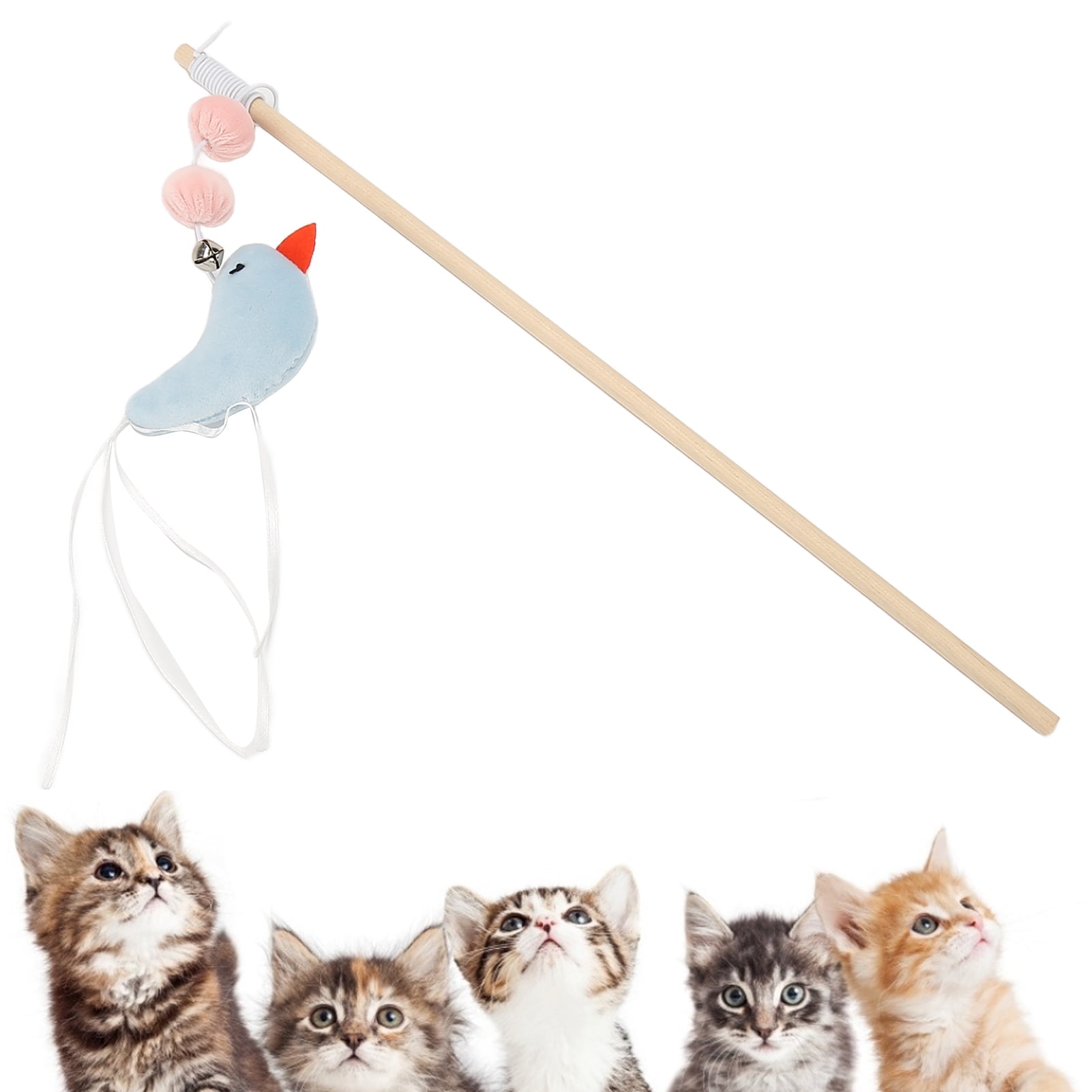 Pet Cat Teaser Toys Feather Linen Wand Cat Catcher Teaser Stick Cat ...