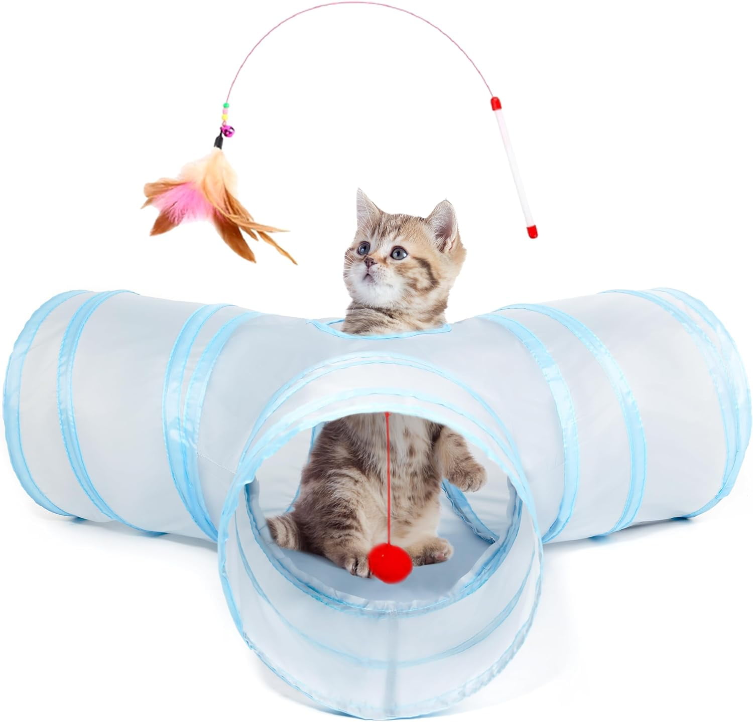 Pet Cat Tunnel Tube Toys 3 Way Collapsible, Tunnels for Indoor Cats ...