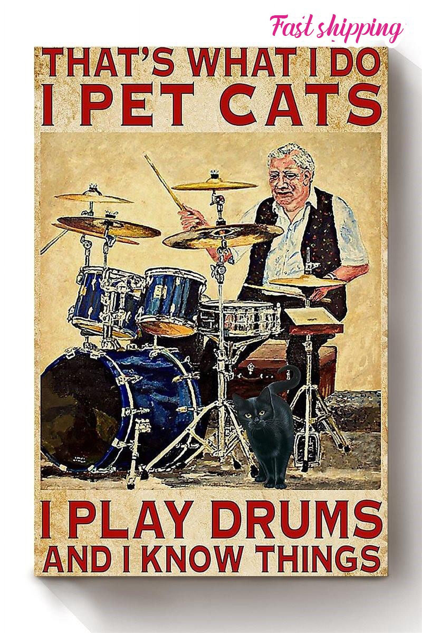 Pet Cats I Play Drums Animal Cat Lover International Cat Day Kitten ...