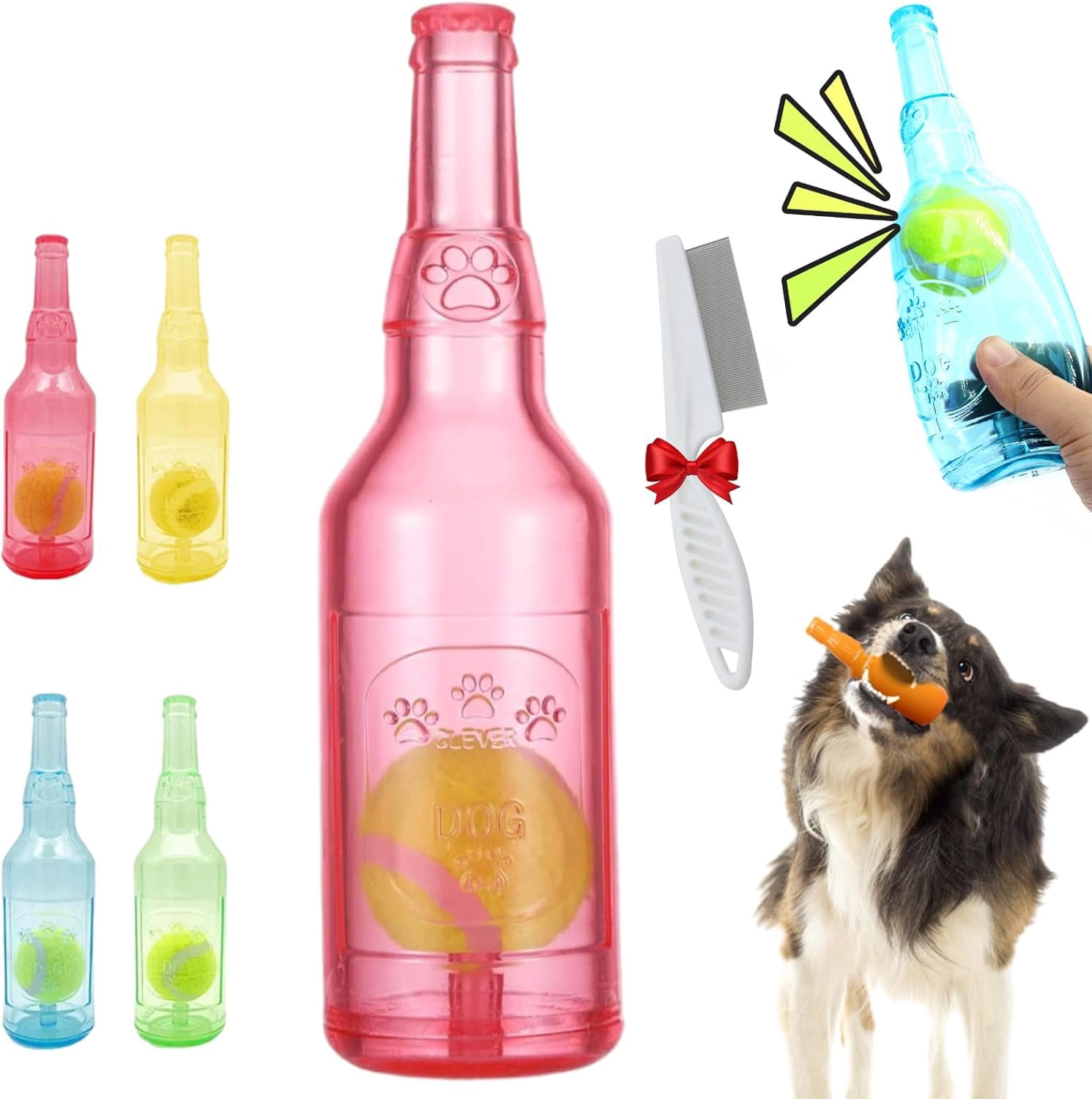 Pet Chew Beer Bottle with Tennis Ball, Crunchnplay Bottle Toy, Crunch ...