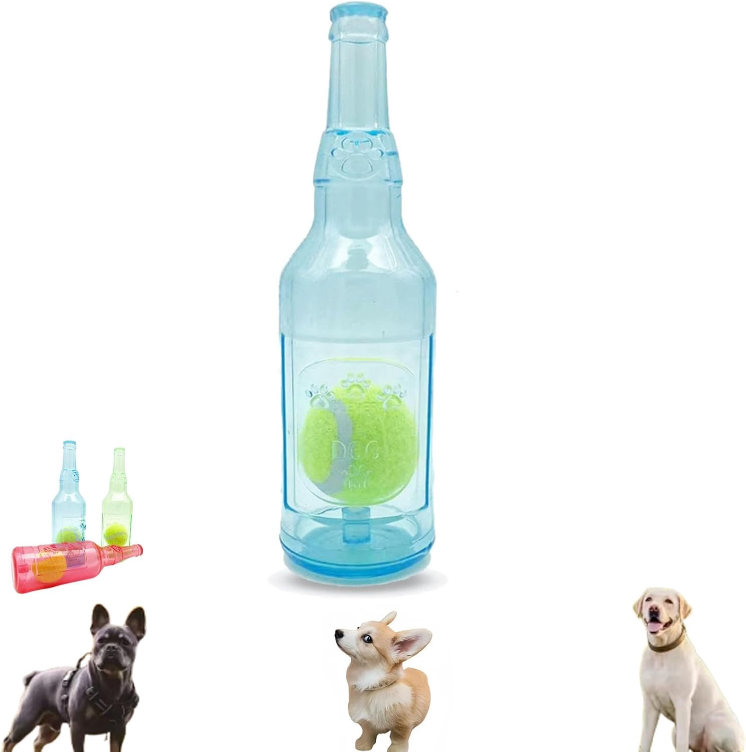 Pet Chew Beer Bottle with Tennis Ball, Crunchnplay Bottle Toy for Dogs ...