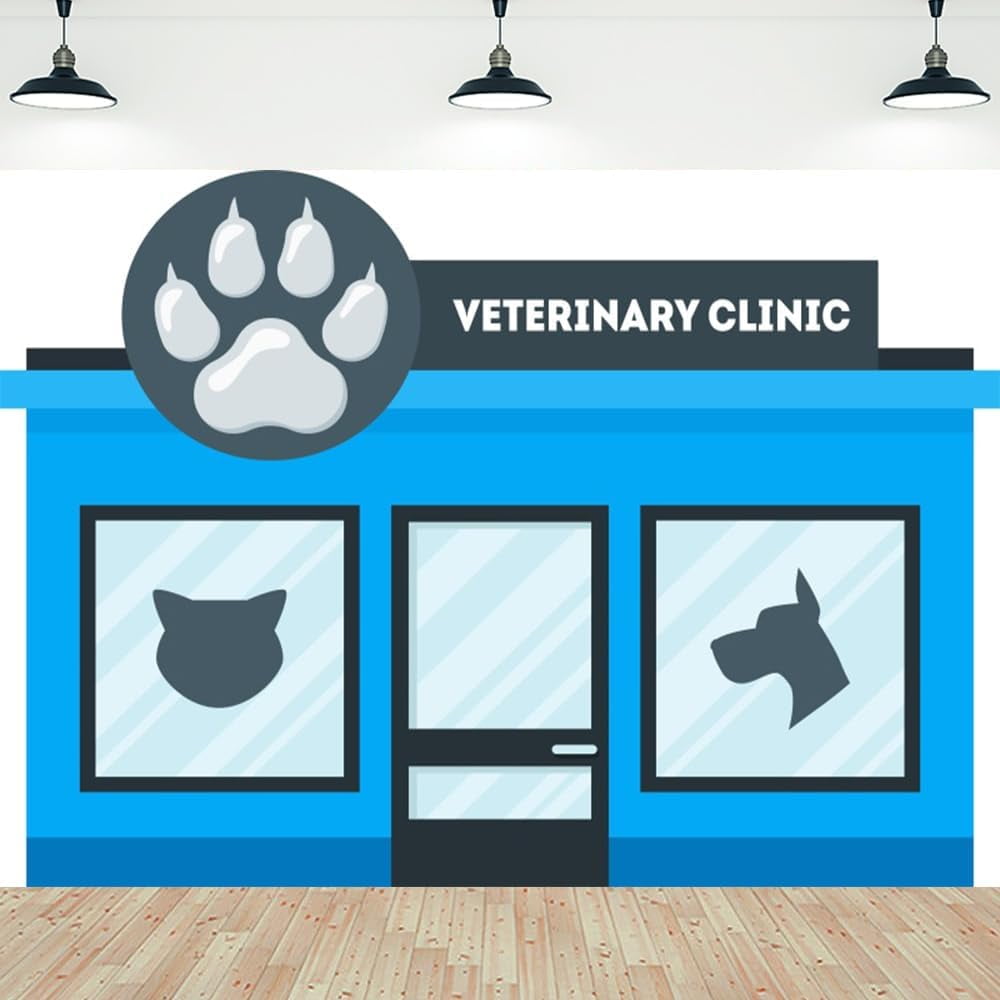 Pet Clinic Backdrop Cartoon Veterinary Clinic Photography Background ...