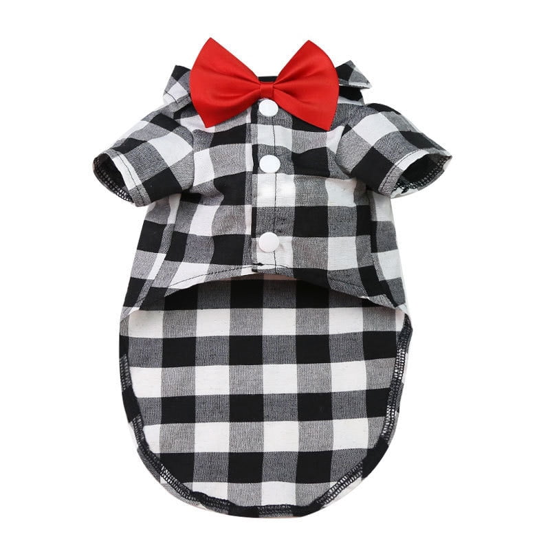 Pet Clothes Dogs Plaid Striped Shirt Suit Wedding Dress Puppy Coat ...