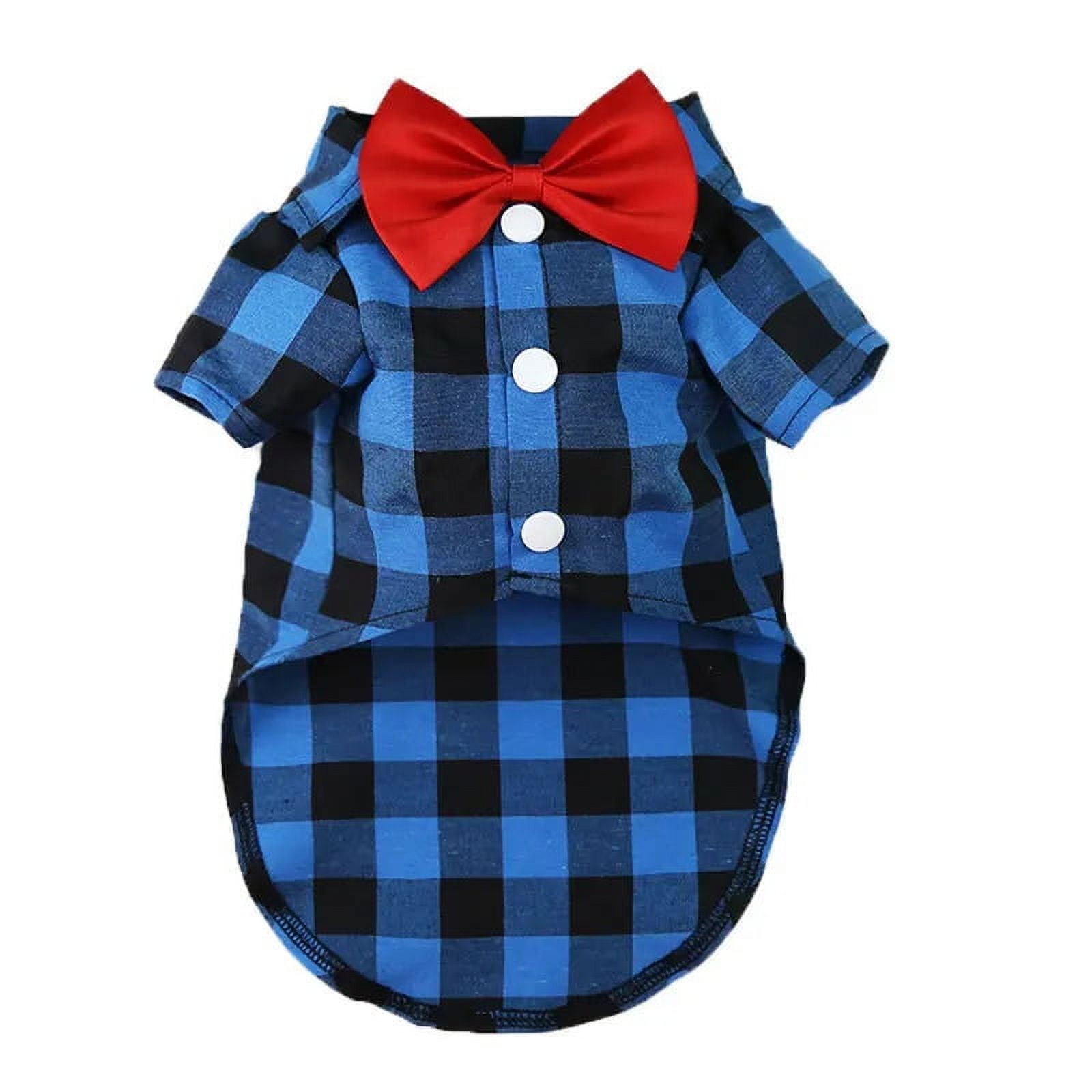 Pet Clothes Dogs Plaid Striped Shirt Suit Wedding Dress Puppy Coat ...