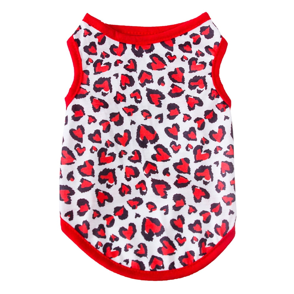 Pet Clothes, Red Leopard Print ,T-Shirt Puppy Cat Cotton Vest Clothing ...