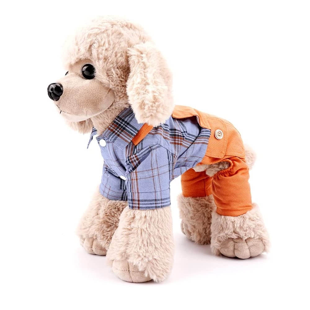 Pet Clothes for Small Dog Cat Plaid Shirts with Pants Jumpsuit Outfits - Walmart.com