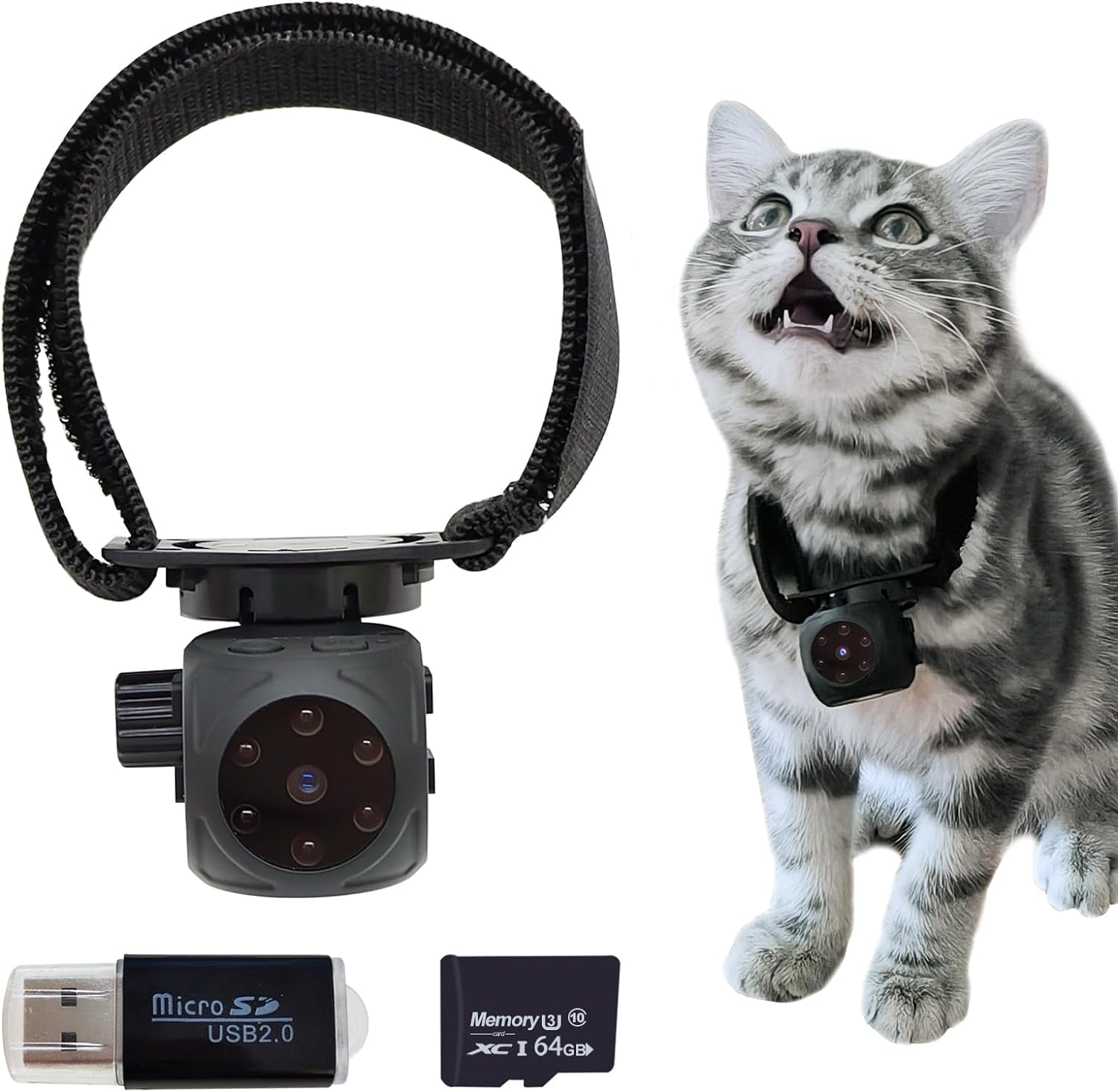 Pet Collar Camera & Cat Collar Camera,Spy Camera Hidden Camera with ...