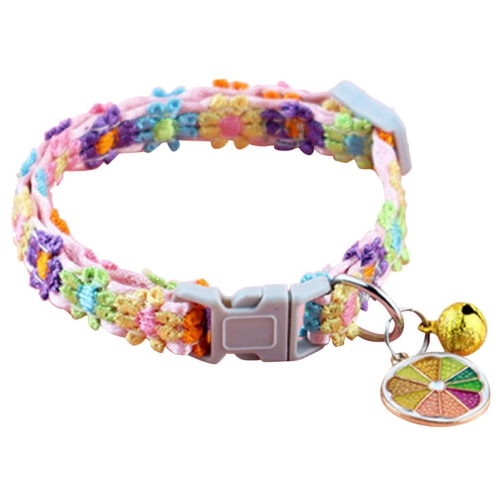 Pet Collar With Bell Cartoon Footprint Colorful Dog Puppy Kitten Collar ...