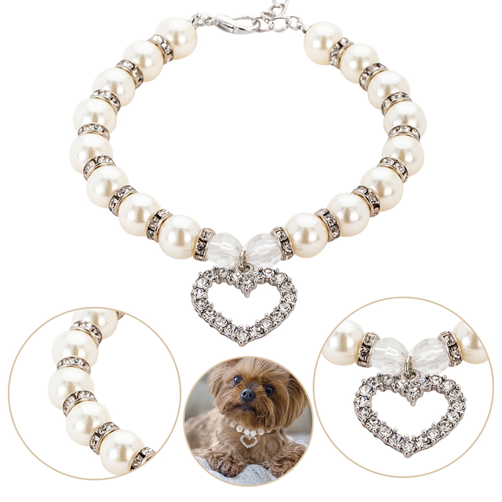 Pet Collars Adjustable Dog Chain with Pearls for Stylish Cats and Dogs ...