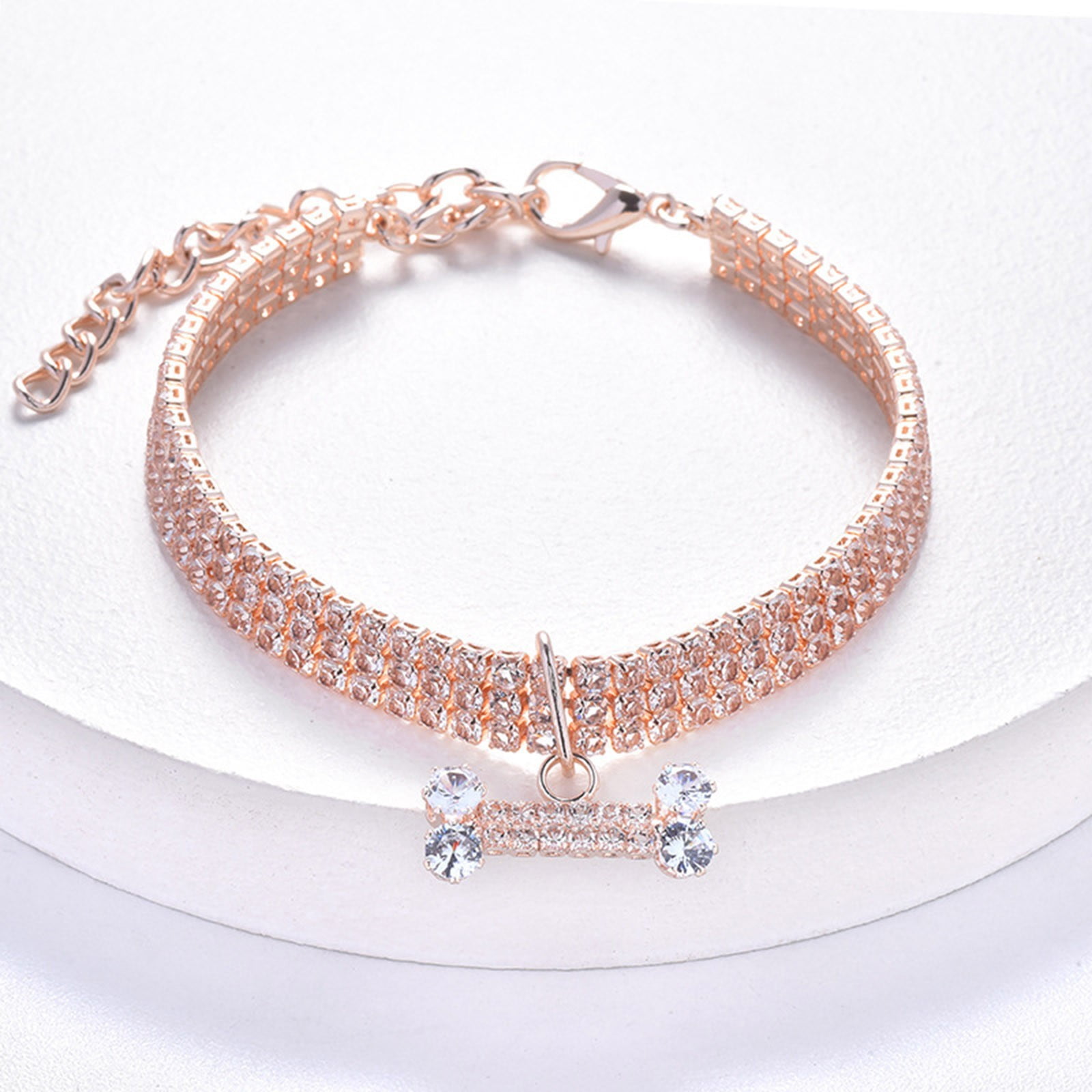Pet Collars Dog Three Rhinestone Bone Necklace Adjustable Sizes for All ...