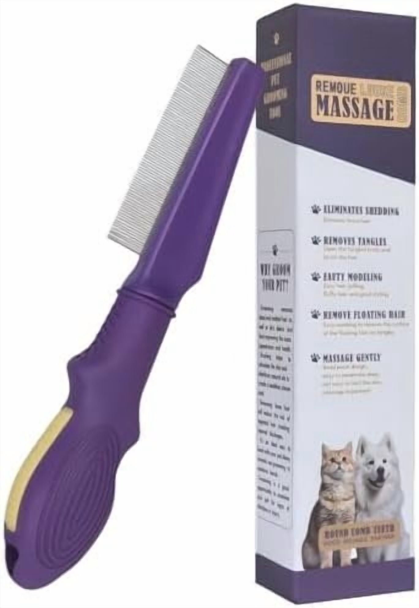 Pet Comb for Dogs & Cats,Removes Tangles & , Stain Removal, Stainless ...