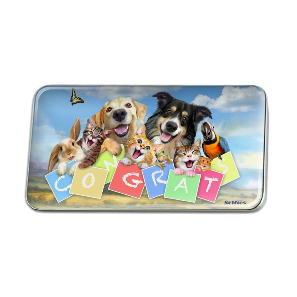 Pet Congratulations Selfie Dogs Cats Metal Rectangle Lapel Hat Pin Tie ...