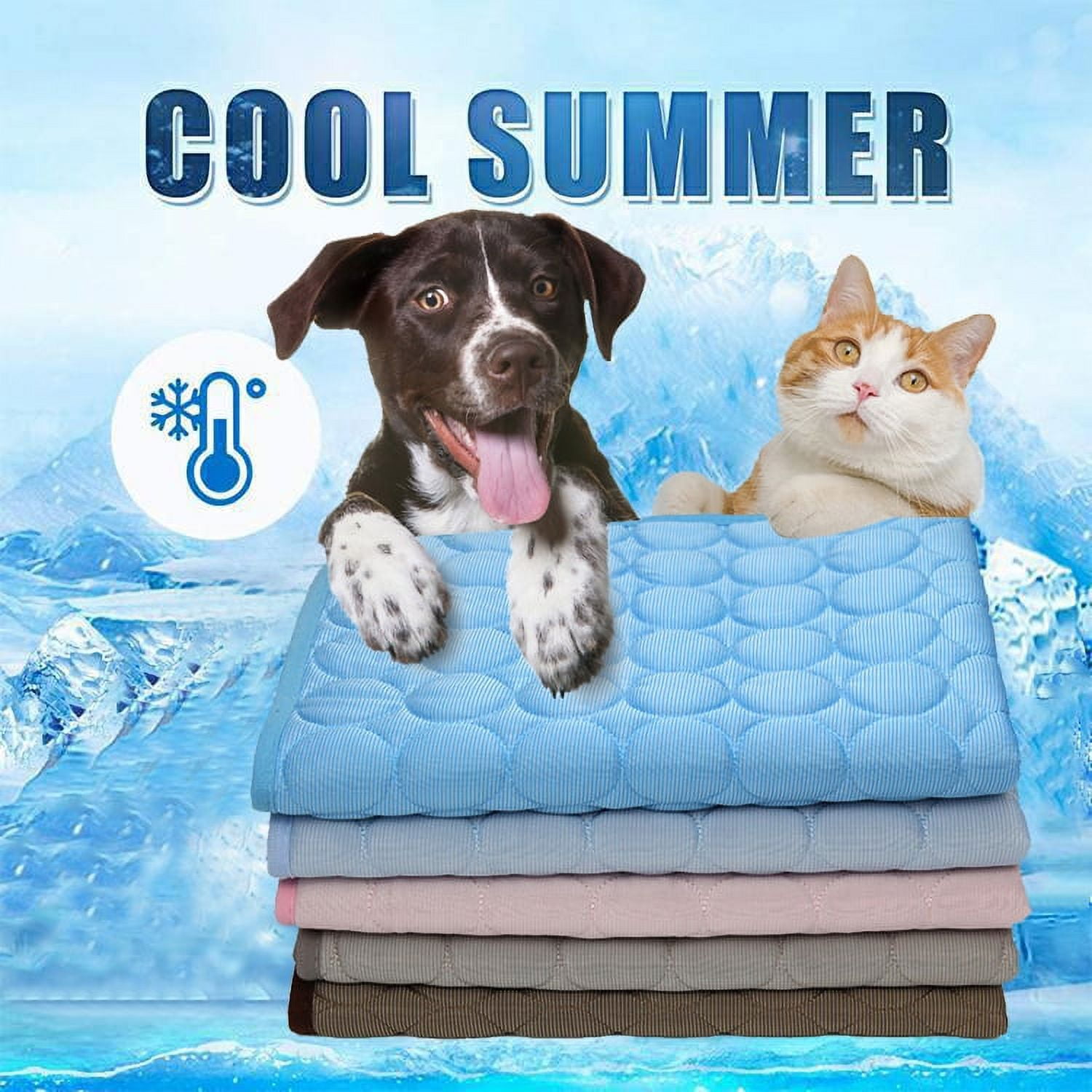 Pet Cooling Mat Pet Cooling Pad Self-cooling Mat for Dog Cat Sleep Washable Breathable Bite ...