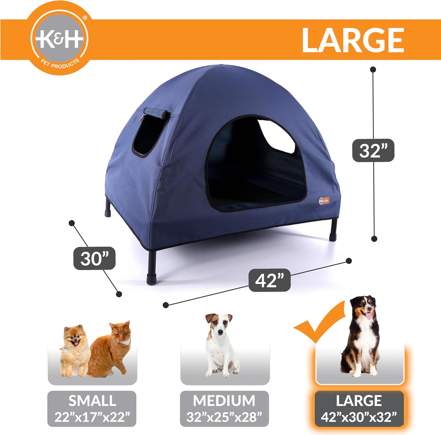 Pet Cot House for Large Dogs, Outdoor Elevated Dog Cot House, Enclosed ...